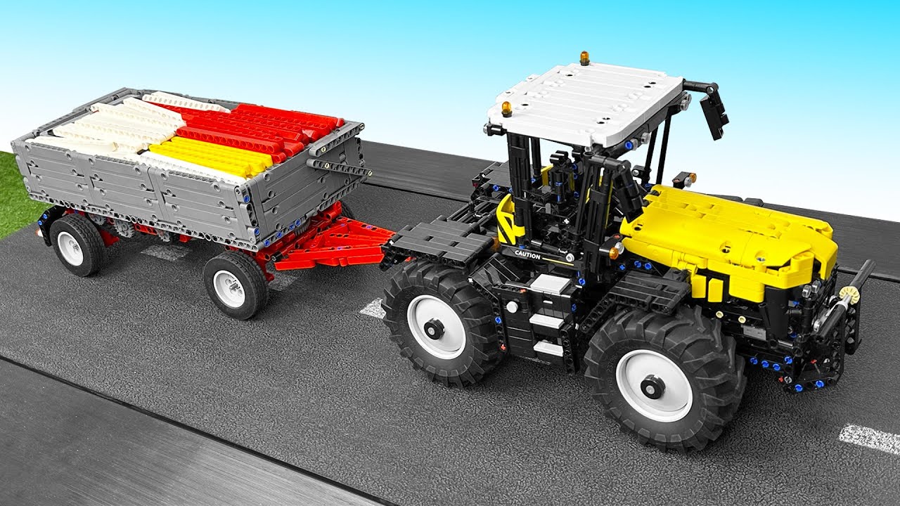 Tractor with Trailer on a Treadmill | Crash Testing LEGO Technic - YouTube
