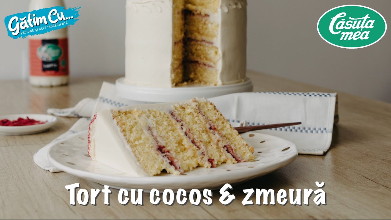 Tort cu cocos & zmeură. COCONUT RASPBERRY CAKE - YouTube