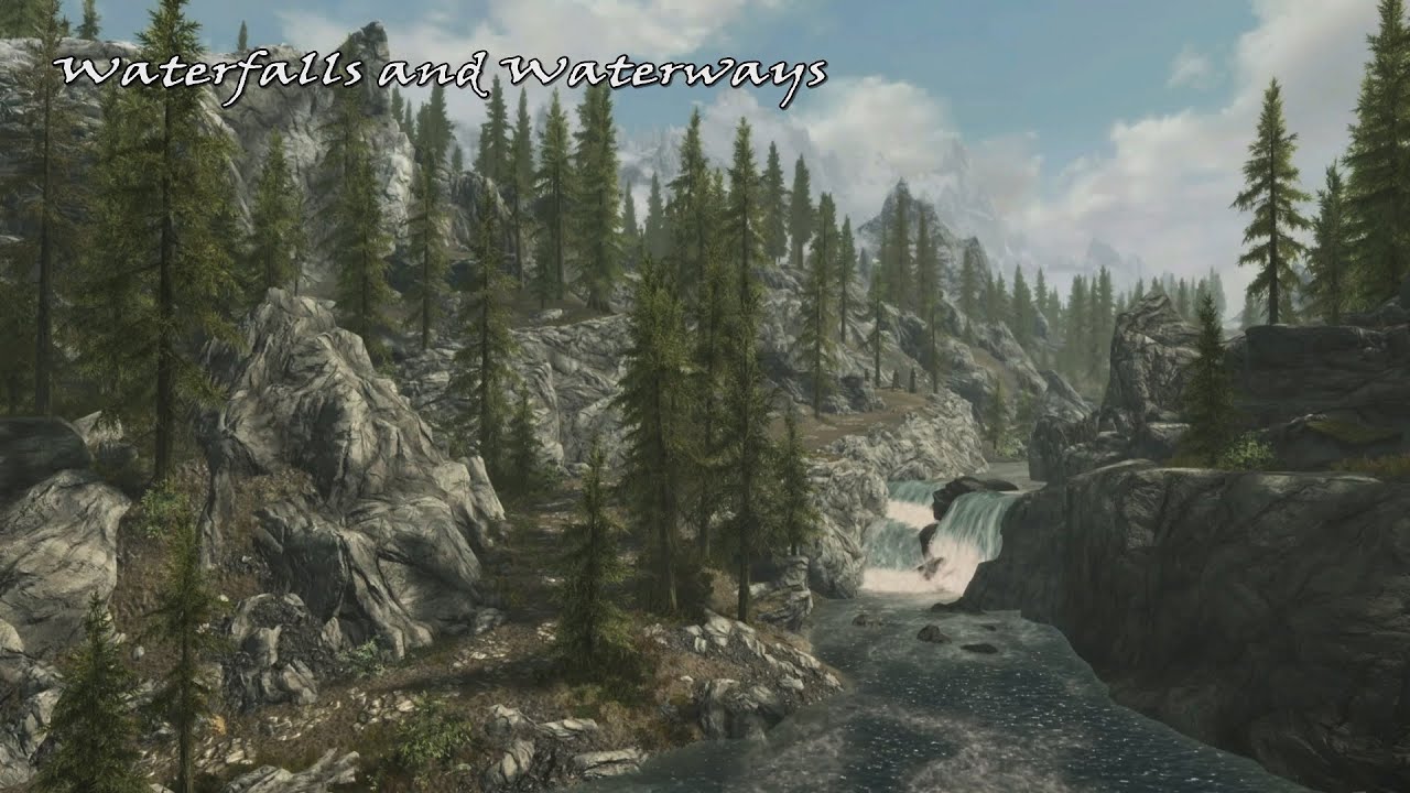 Skyrim - Waterfalls and Waterways Pt 2 - Ambience + Studying - YouTube