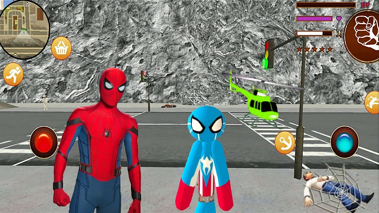 Superhéroe Stickman Juego - US Captain America Stickman Rope Hero New ...