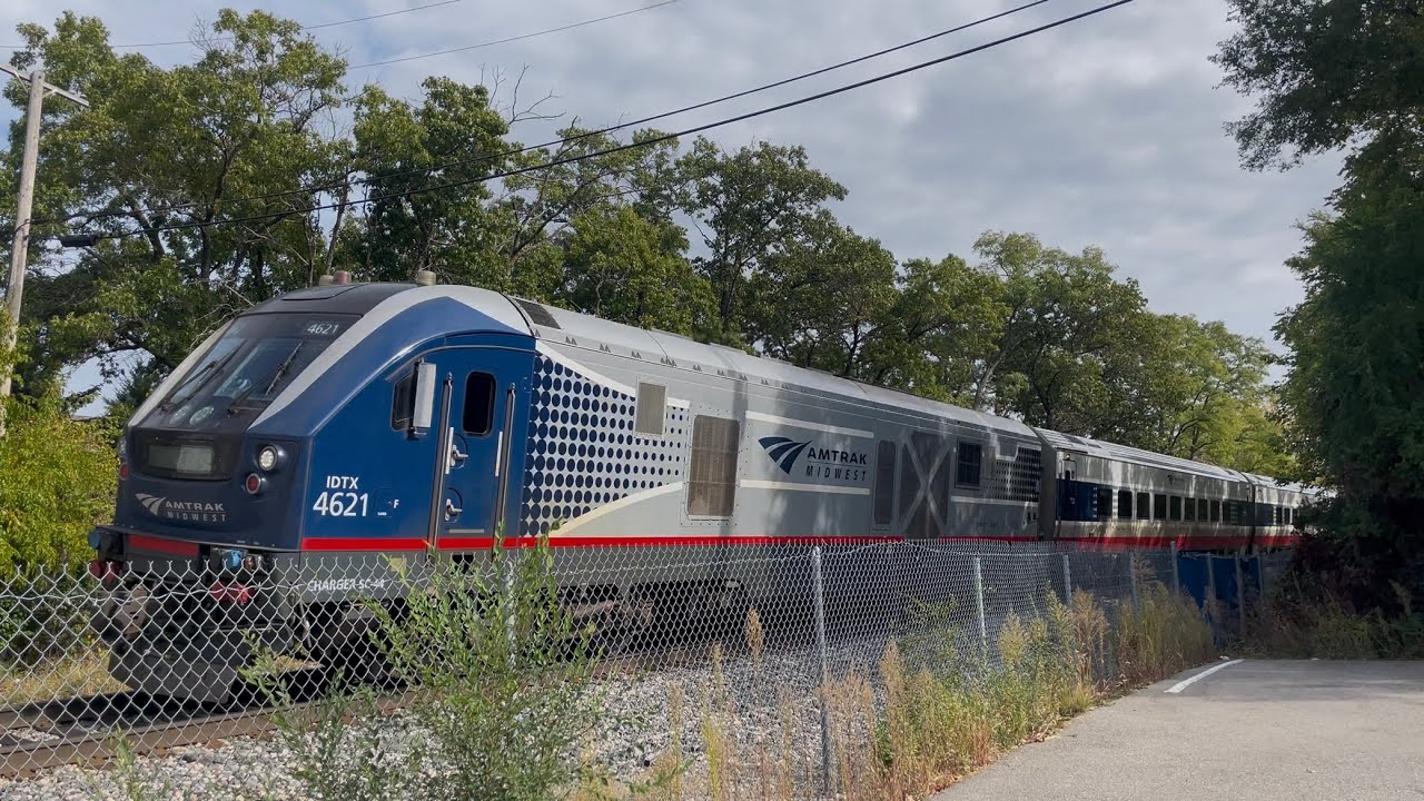 Amtrak 365 passes New Buffalo - YouTube