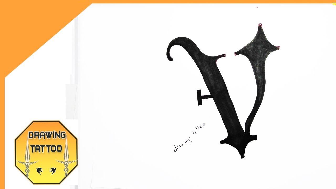 Drawing V letter tattoo design on paper - letters tattoos - YouTube
