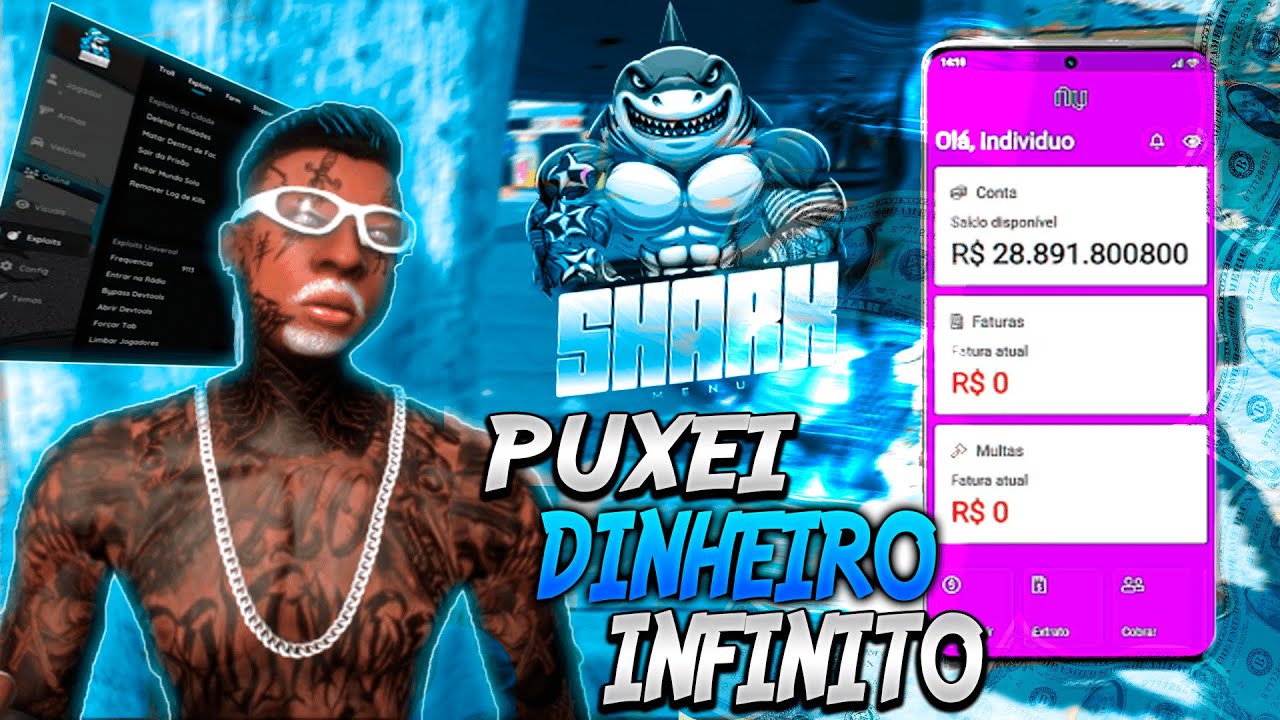 PUXEI DINHEIRO INFINITO USANDO MOD MENU NO GTA RP - SHARK MENU - YouTube