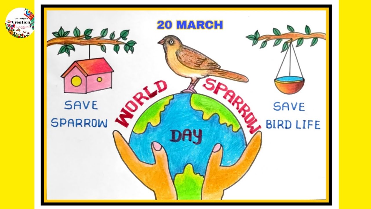 world sparrow day drawing | How to Draw sparrow day drawing | sparrow ...
