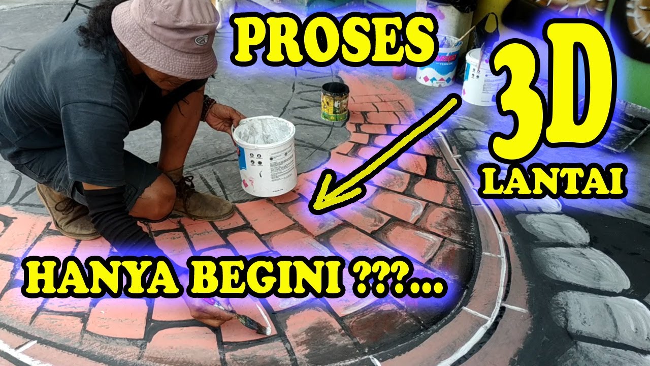 PROSES 3D LANTAI HANYA BEGINI ???...|| SENI MURAL || 3D PAINTING || 3D ...