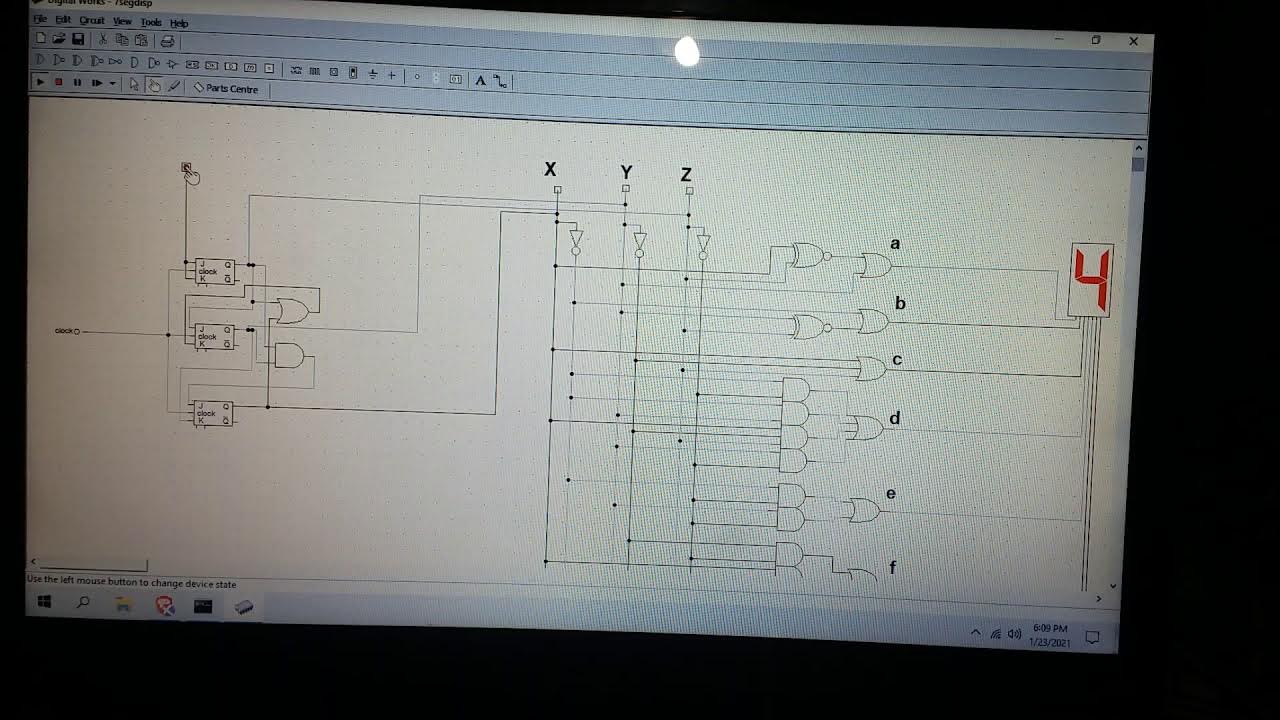 MOD-7 Synchronous Up Counter Using JK Flip-Flip (App. used: Digital ...