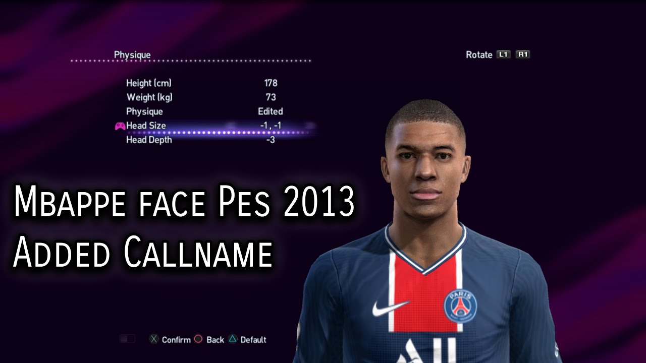 Mbappe face Pes 2013 Added Callname - YouTube