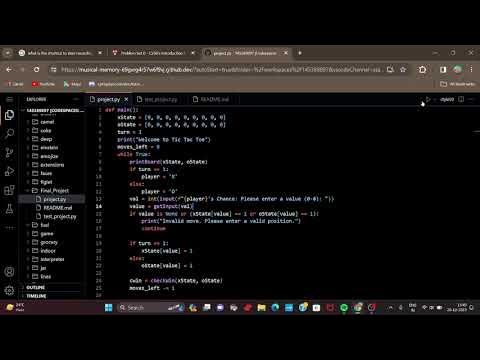 CS50p Final Project :- TIC_TAC_TOE - YouTube