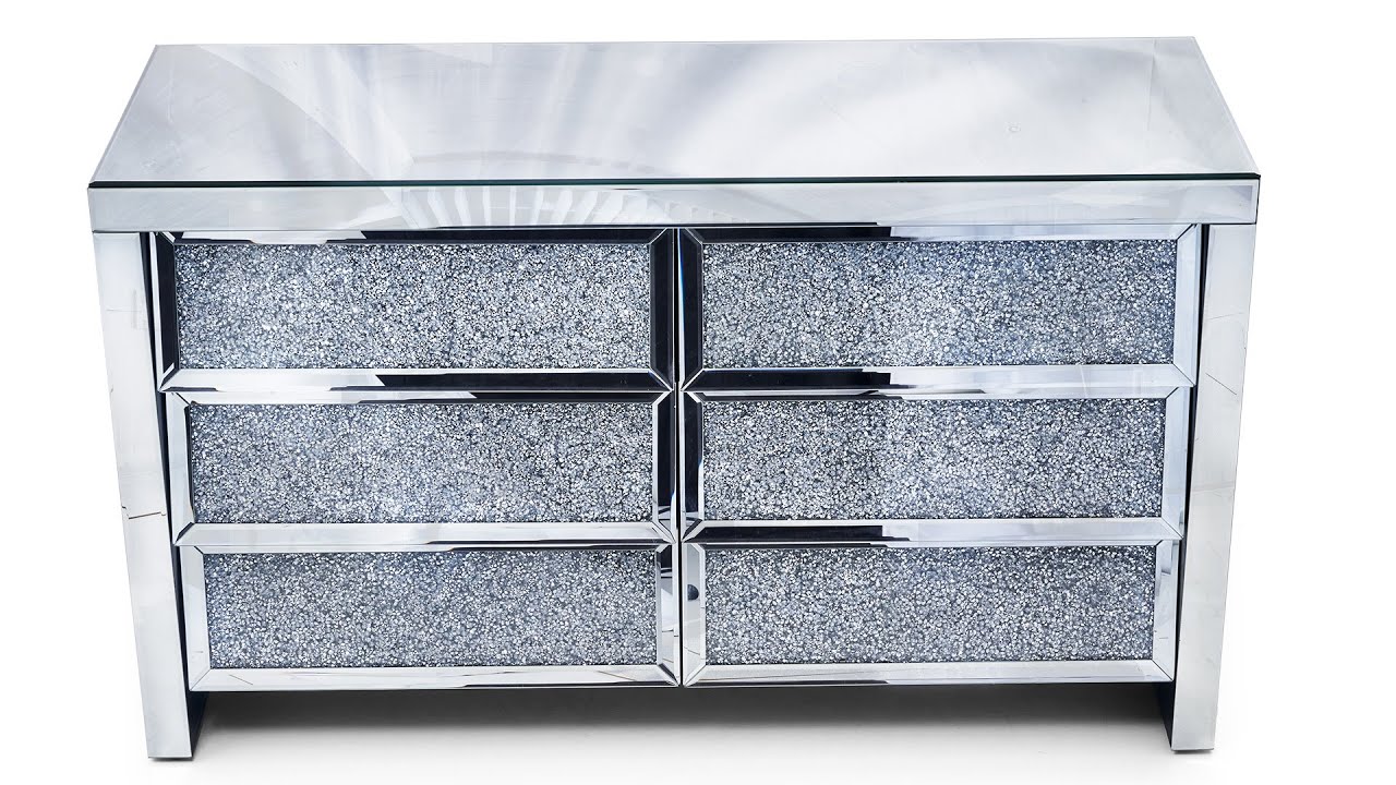 Commode miroir design avec 6 tiroirs - Manihi - YouTube