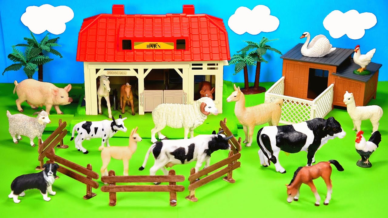 Farm Animals Barn and Horse Stable with Cows and Pigs - YouTube