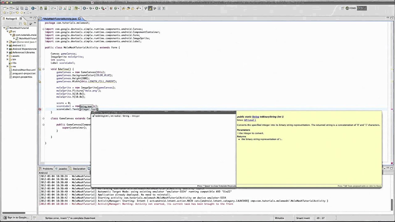 App Inventor 2 Tutorial App Inventor Java Bridge Mole Mash Ep 2