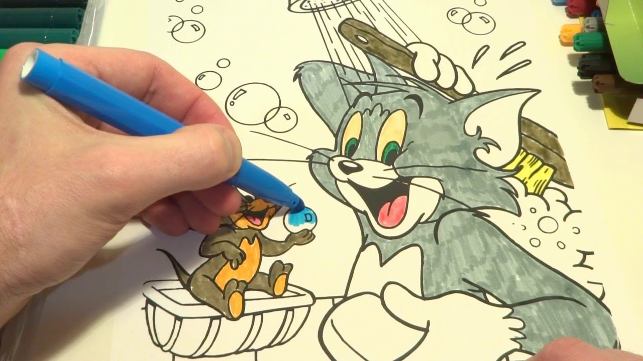 Tom and Jerry in the Bathroom Fun Coloring Page for Kids - YouTube