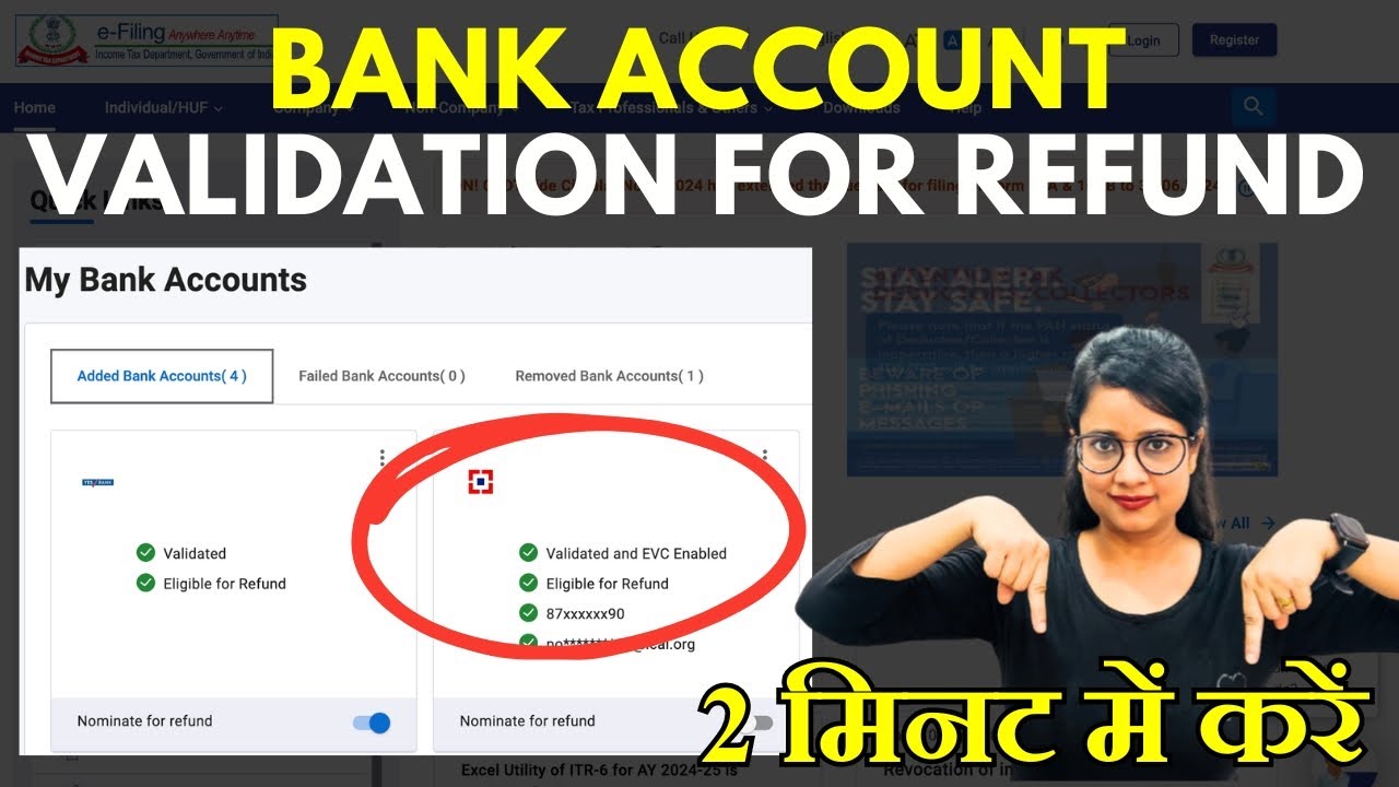 Bank Account Pre validation on Income Tax portal for Refund, Add Bank account all issues ...