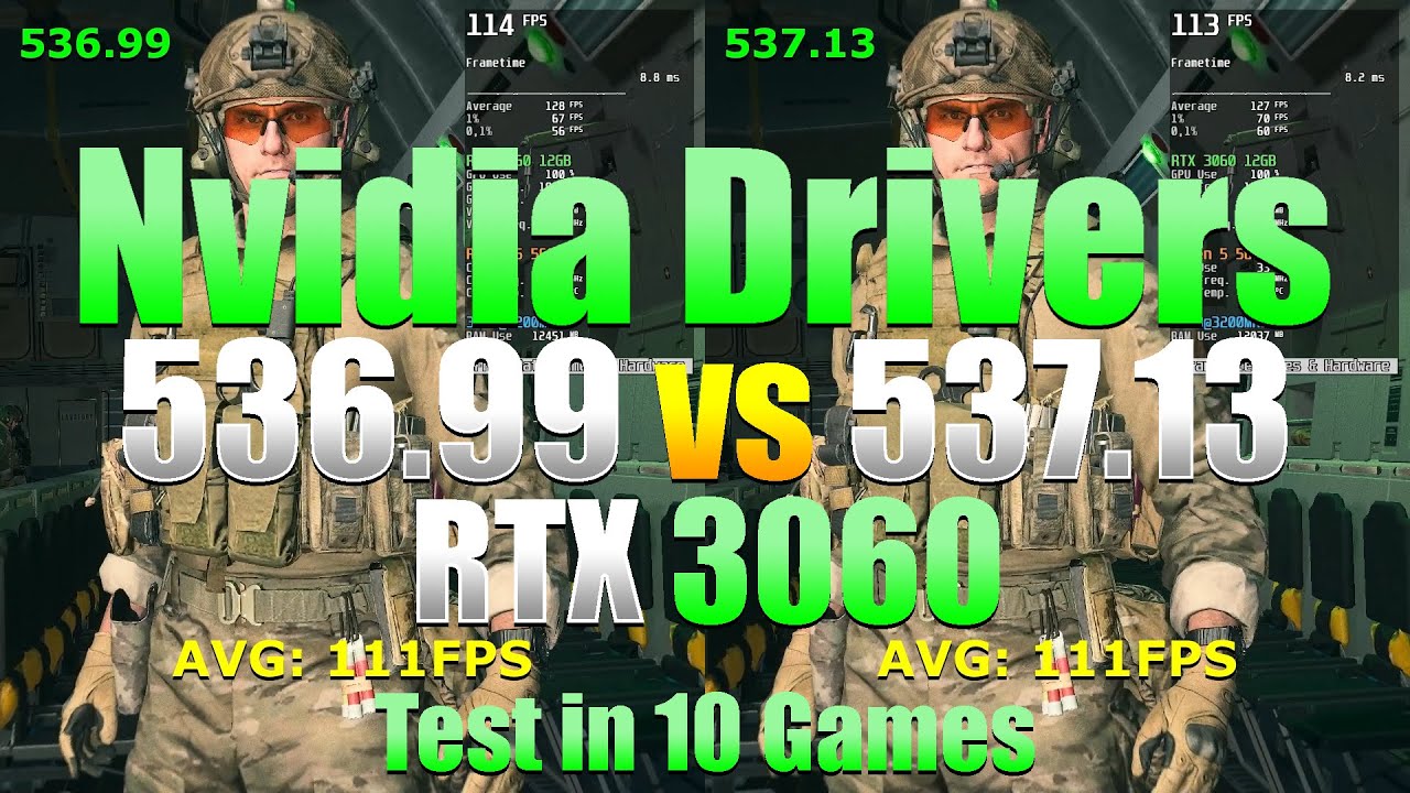 Nvidia Drivers - 536.99 vs 537.13 | RTX 3060 Test in 10 Games - YouTube