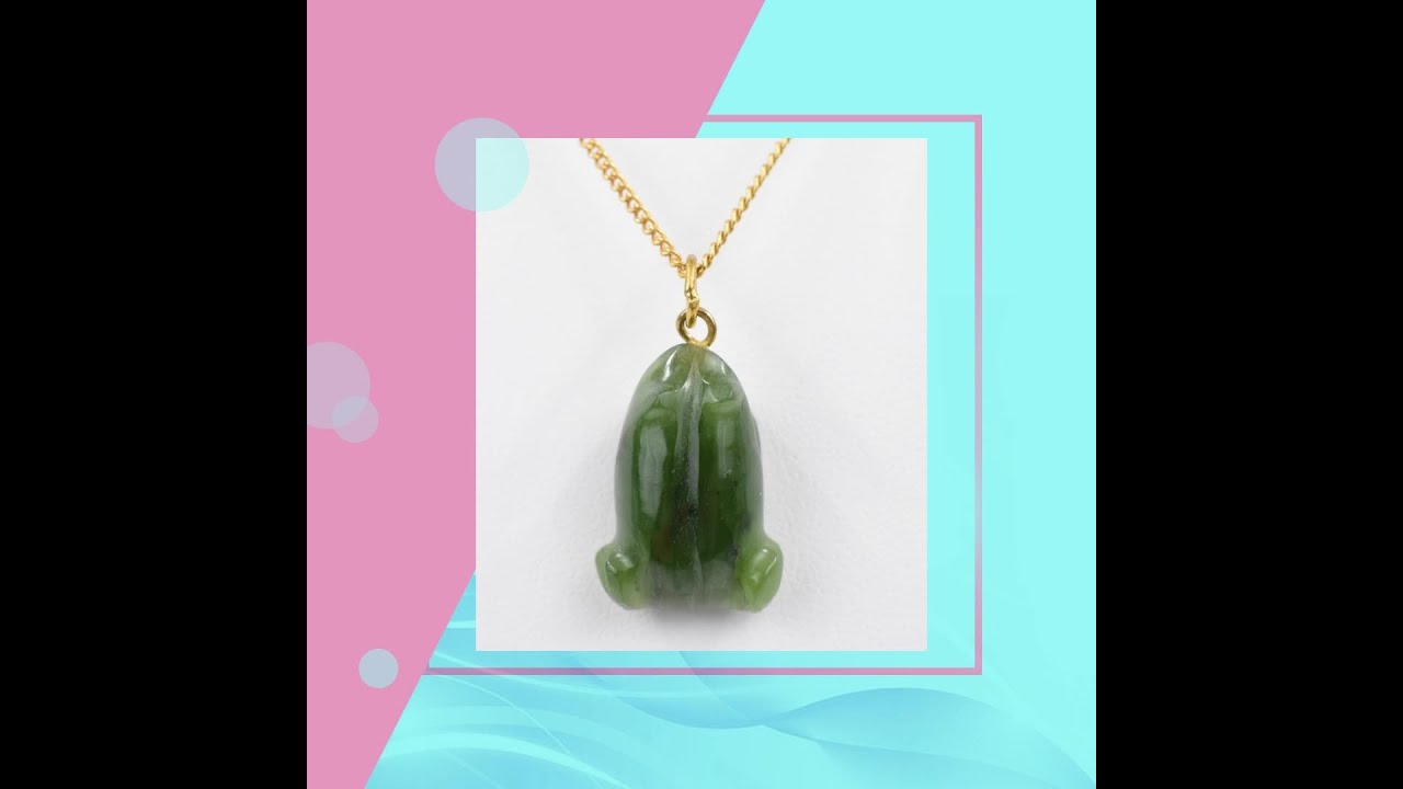 12k Yellow Gold Fill Nephrite Jade Frog Pendant with 18" Chain - YouTube