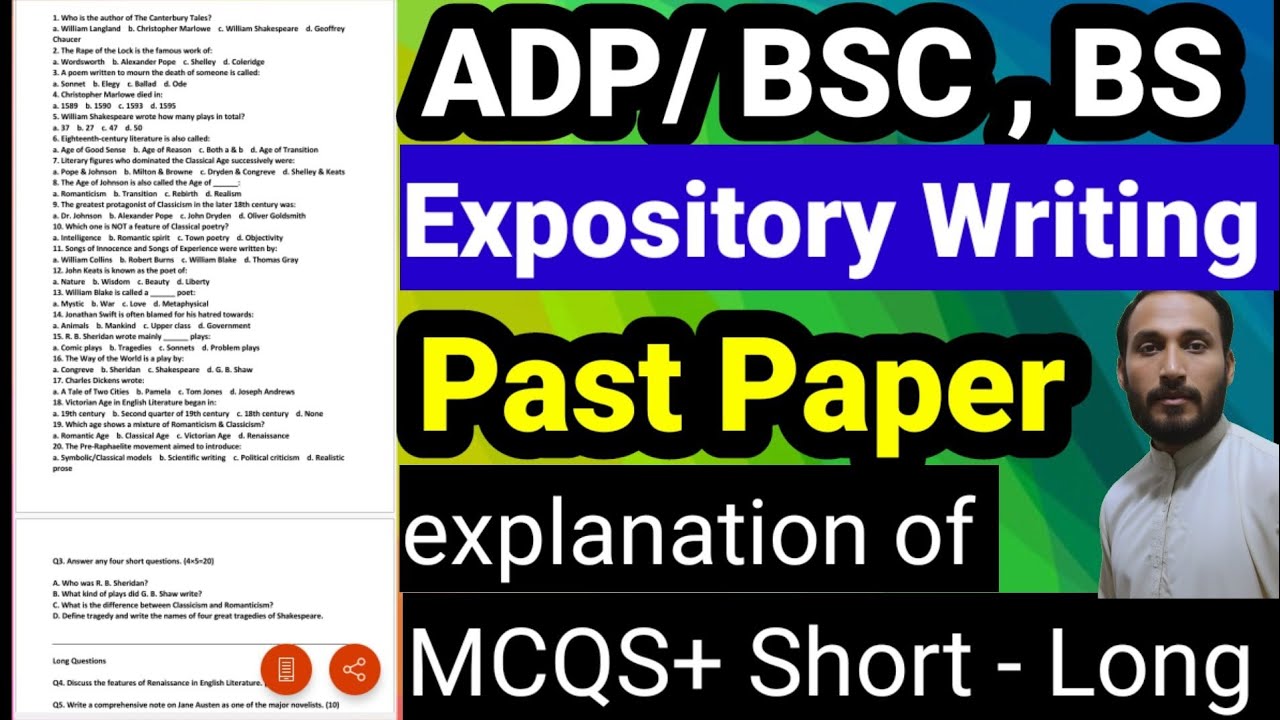 Expository Writing Past Papers | Important MCQs, Short & Long Questions ...