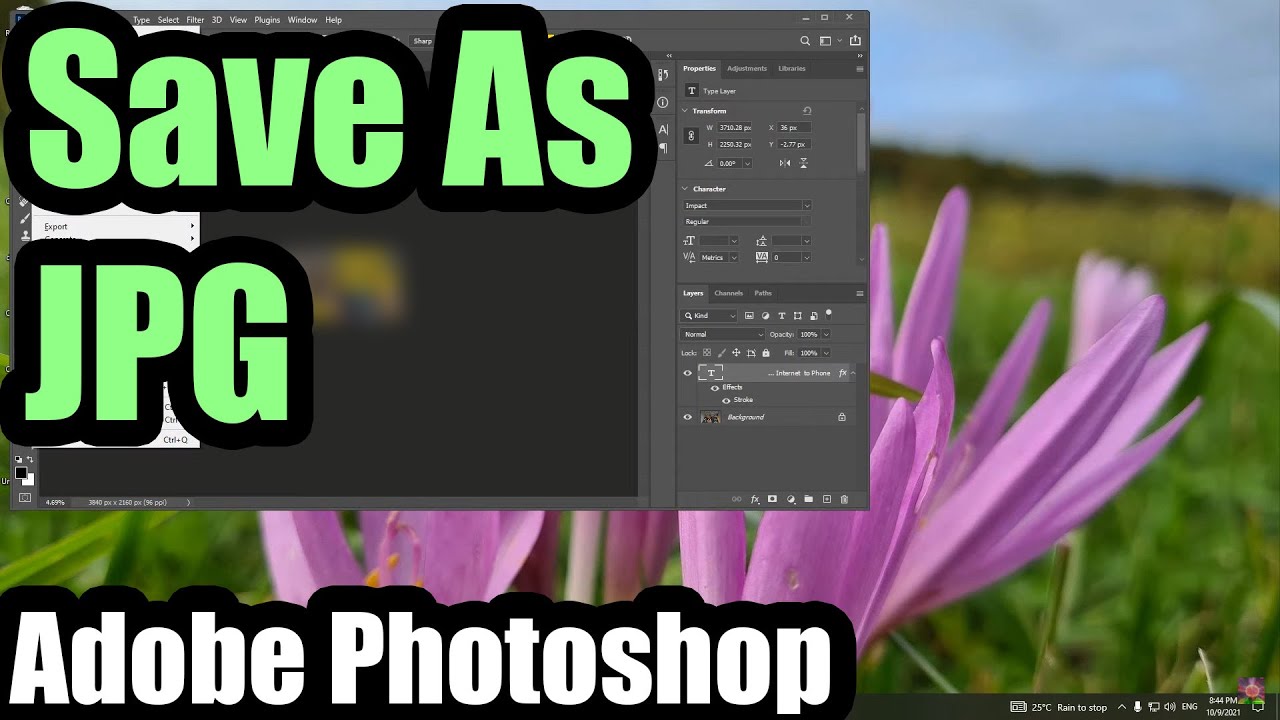 How To Save As Photoshop 2021 Youtube