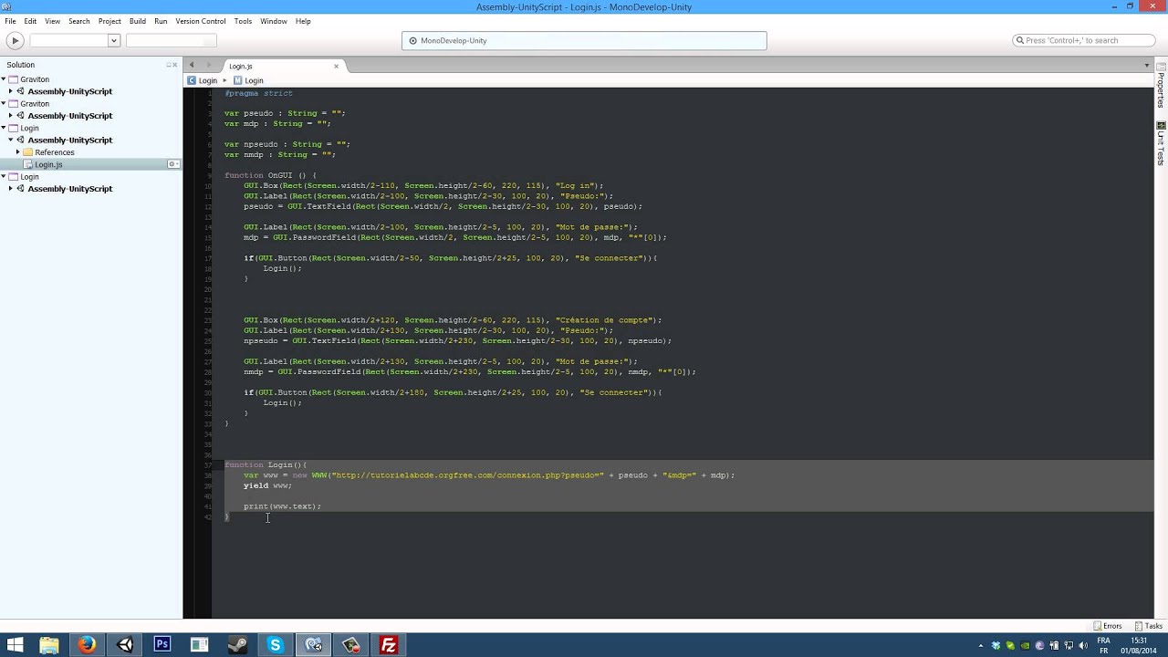 Unity - Système de login #3 - YouTube