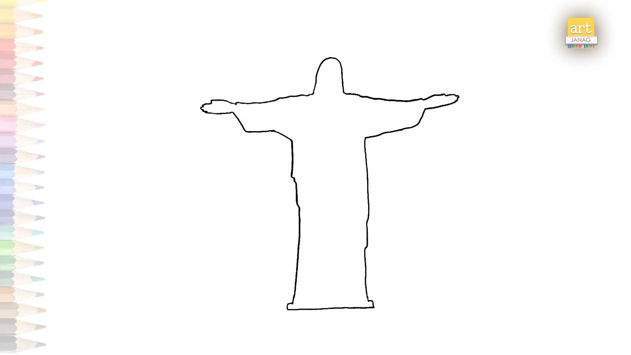 Christ the Redeemer drawing template | Art tutorials | Draw Christ the ...