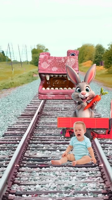 Cute baby and rabbit vs Pac-Man chase funny vfx video #shorts #viral ...