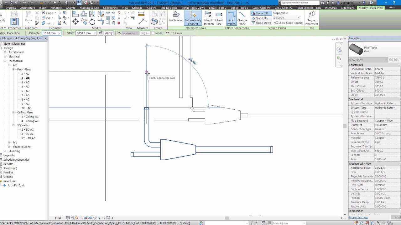 Revit: Draw Gas pipe & Drain pipe - Vẽ ống Gas và ống nước ngưng - YouTube