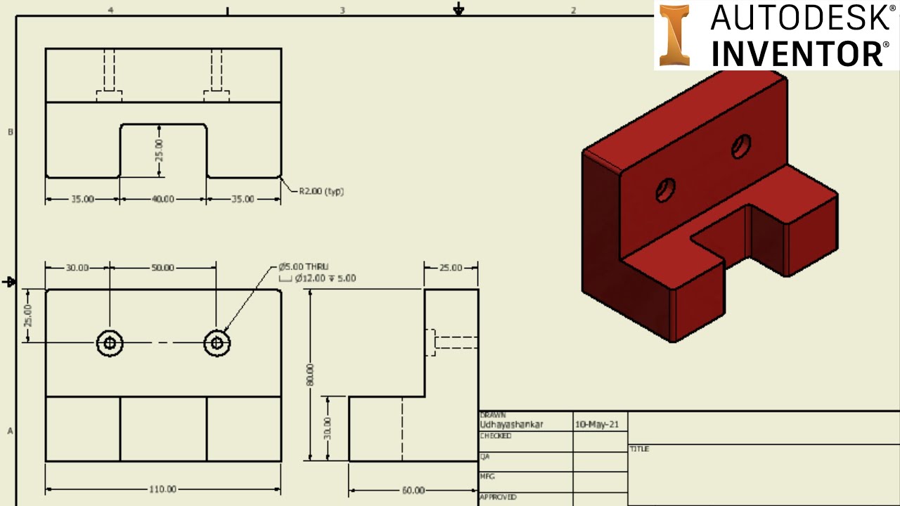 Autodesk Inventor Tutorial For Beginners Practice Part Mounting