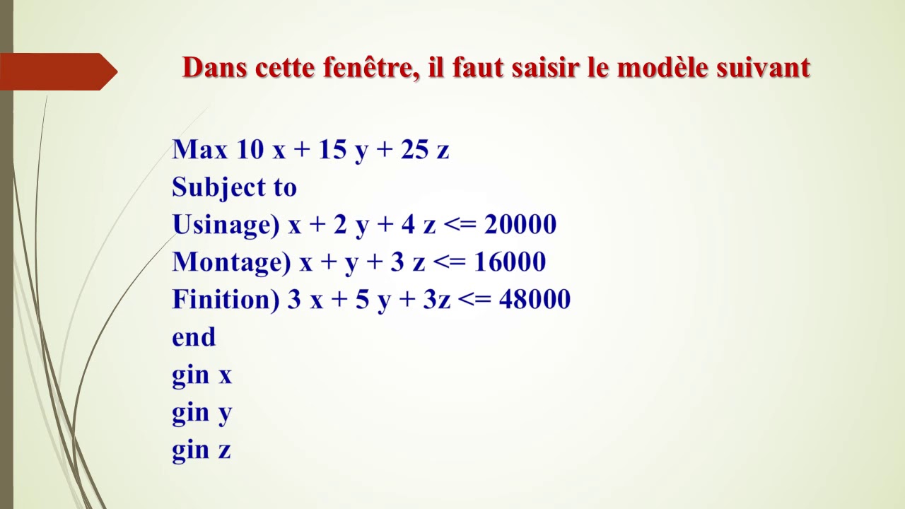 Initiation au Logiciel LINDO - YouTube
