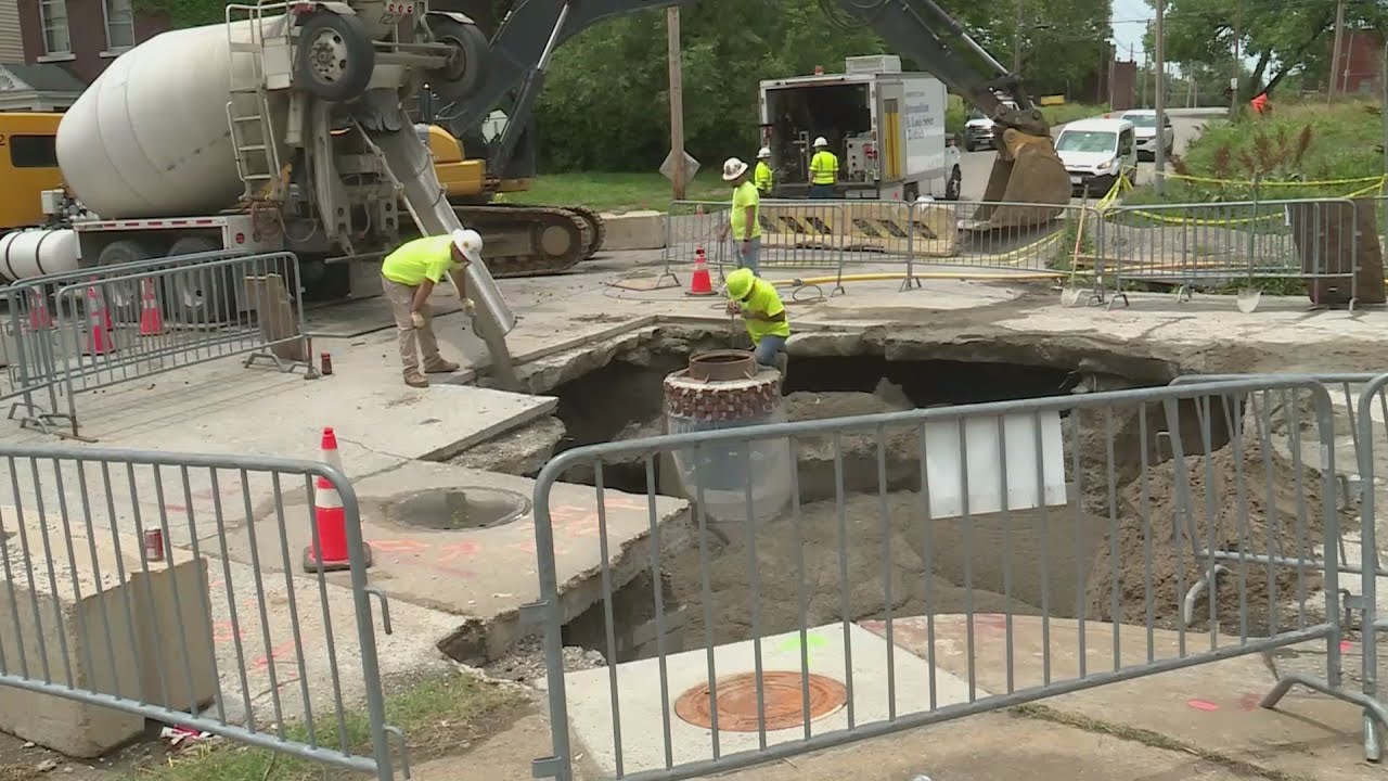 Crews working to repair massive street collapse in north St. Louis ...