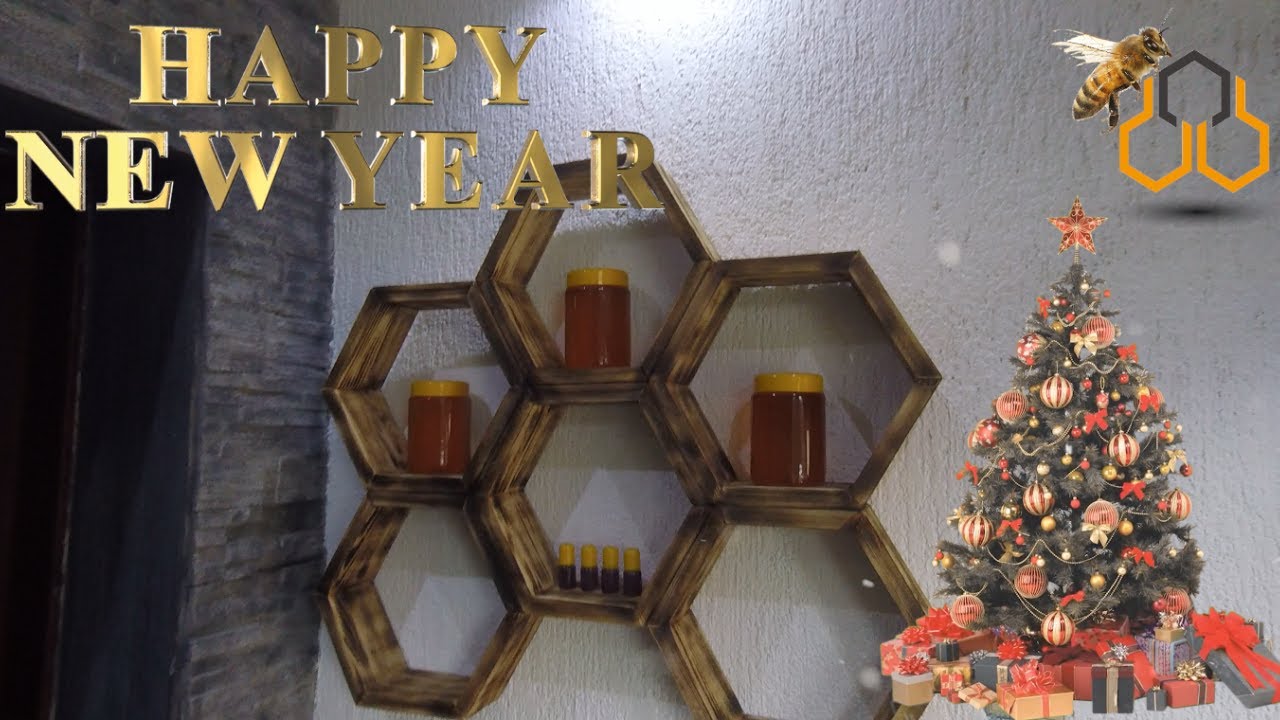 How to craft a honeycomb shelves-hexagon shelves? | Honey jars display ...
