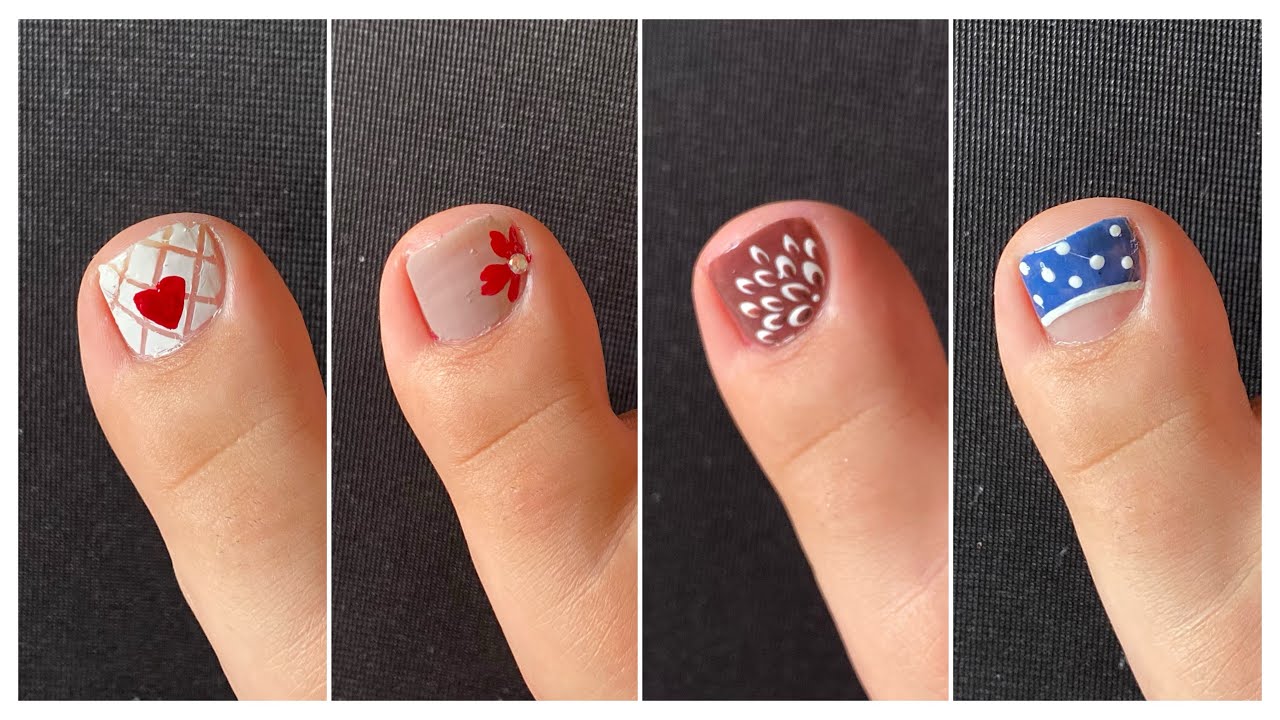 5 Easy foot nail art designs for beginners || Trending toe nail art ...