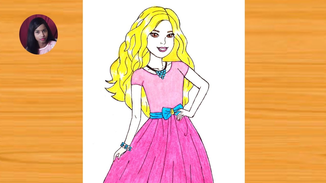 How to draw Barbie || Barbie drawing || Barbie girl drawing tutorial ...