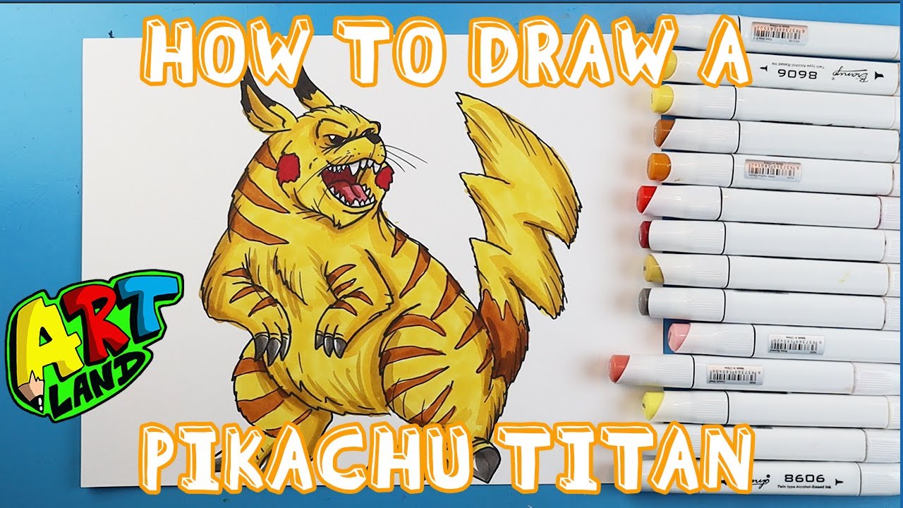 How to Draw PIKACHU as a GODZILLA TITAN!!! - YouTube