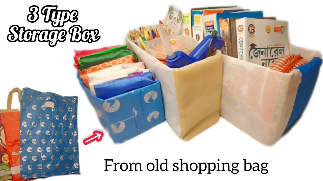 Old Shopping Bag Reuse / 3 Easy Way to Make Storage Organizer With Old ...