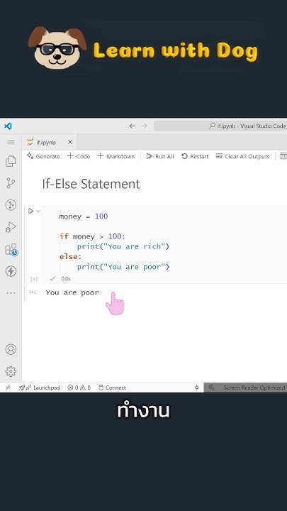 Python 108 : เช็คเงื่อนไขด้วย If-Else #จารย์หมา #python #programming #py #tip - YouTube
