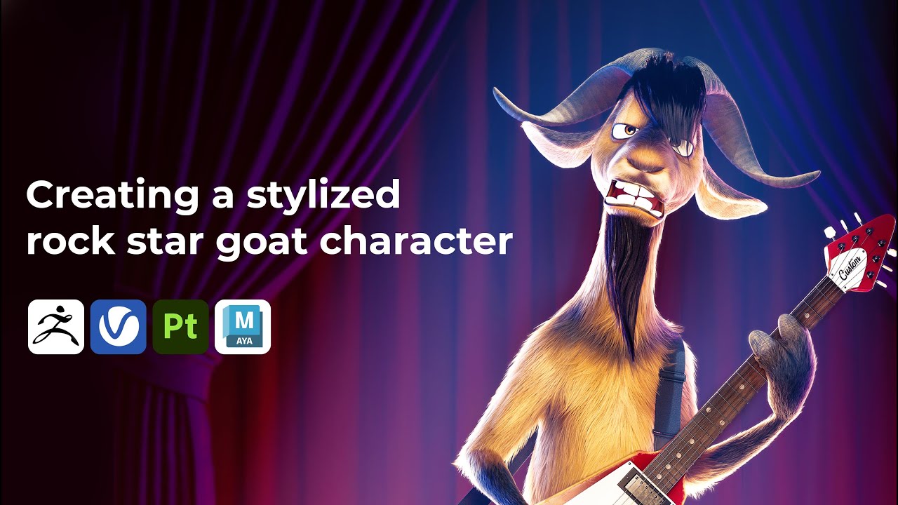 creating a stylized rock star goat character - YouTube