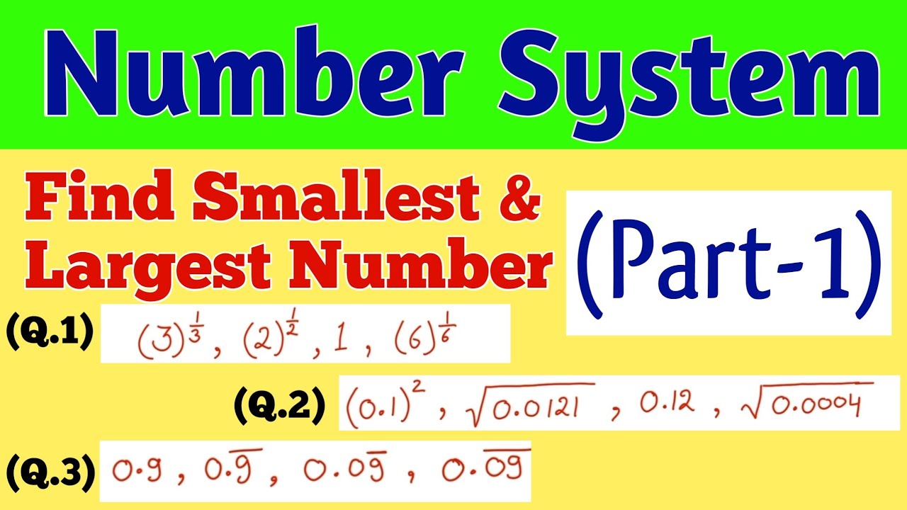 Number System Basic Questions Smallest and Largest Number | Basic Maths ...