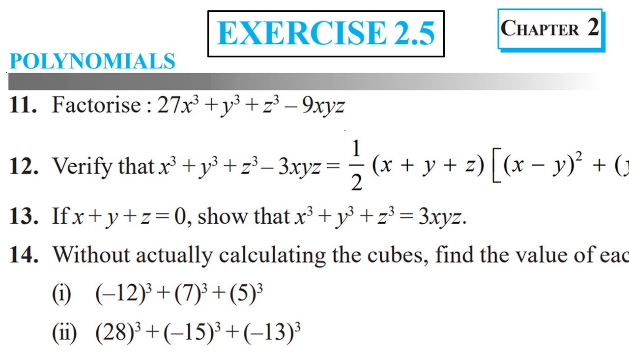 Chapter 2 Polynomials || Exercise 2.5 Q. N. 11 to 14 || Class 9 Maths RBSE CBSE NCERT - YouTube