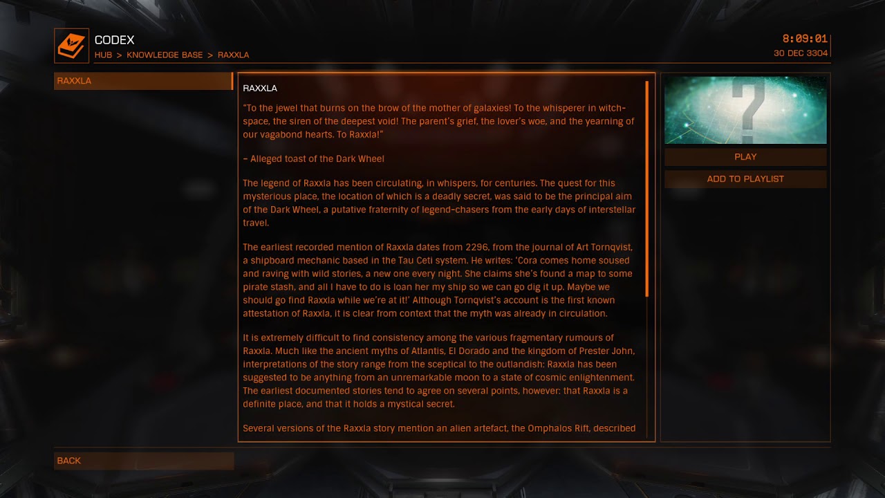 ED hunt for Raxxla: Dark Wheel and Raxxla codex logs - YouTube