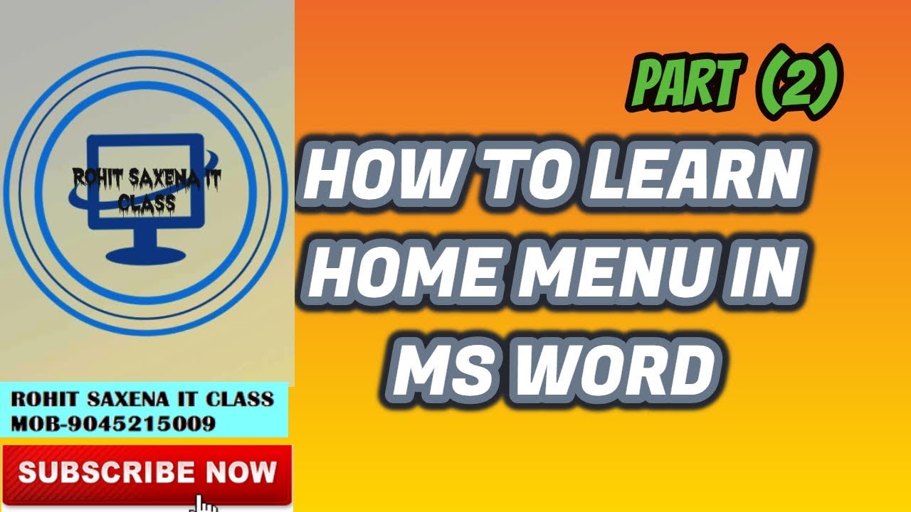 Ms word home menu part two - YouTube