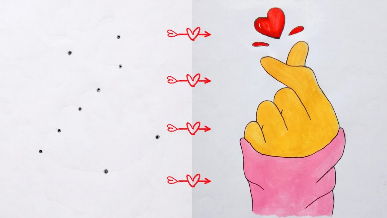 BTS Heart hand drawing /Tumblr Korean Heart Drawing /Hand drawing with ...