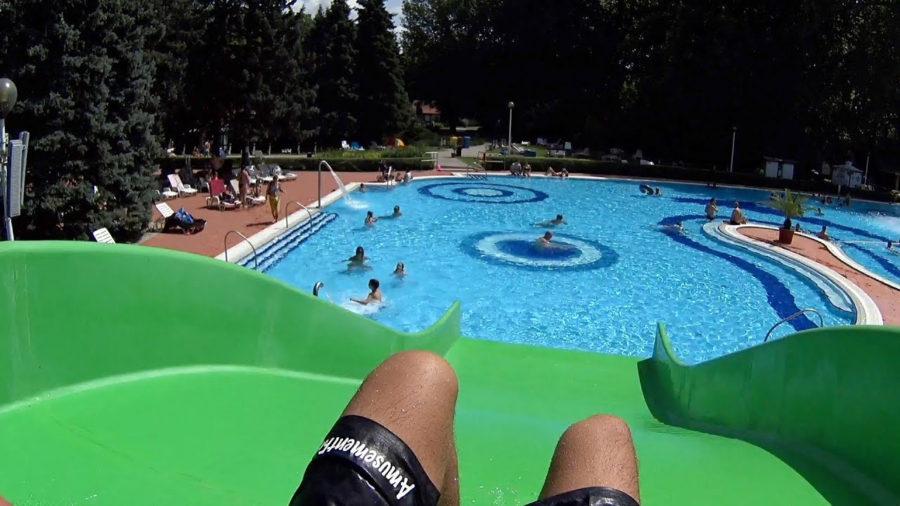Little Green Water Slide at Római Strand - YouTube