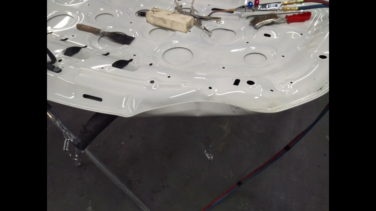 aluminum car fix repair bonnet before and after - YouTube