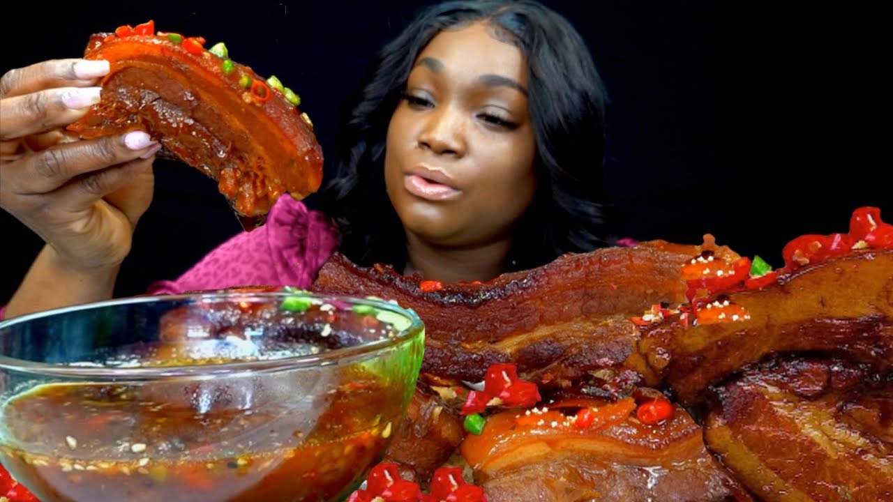 BRAISED PORK BELLY MUKBANG | SPICY PORK BELLY | MUKBANG - YouTube