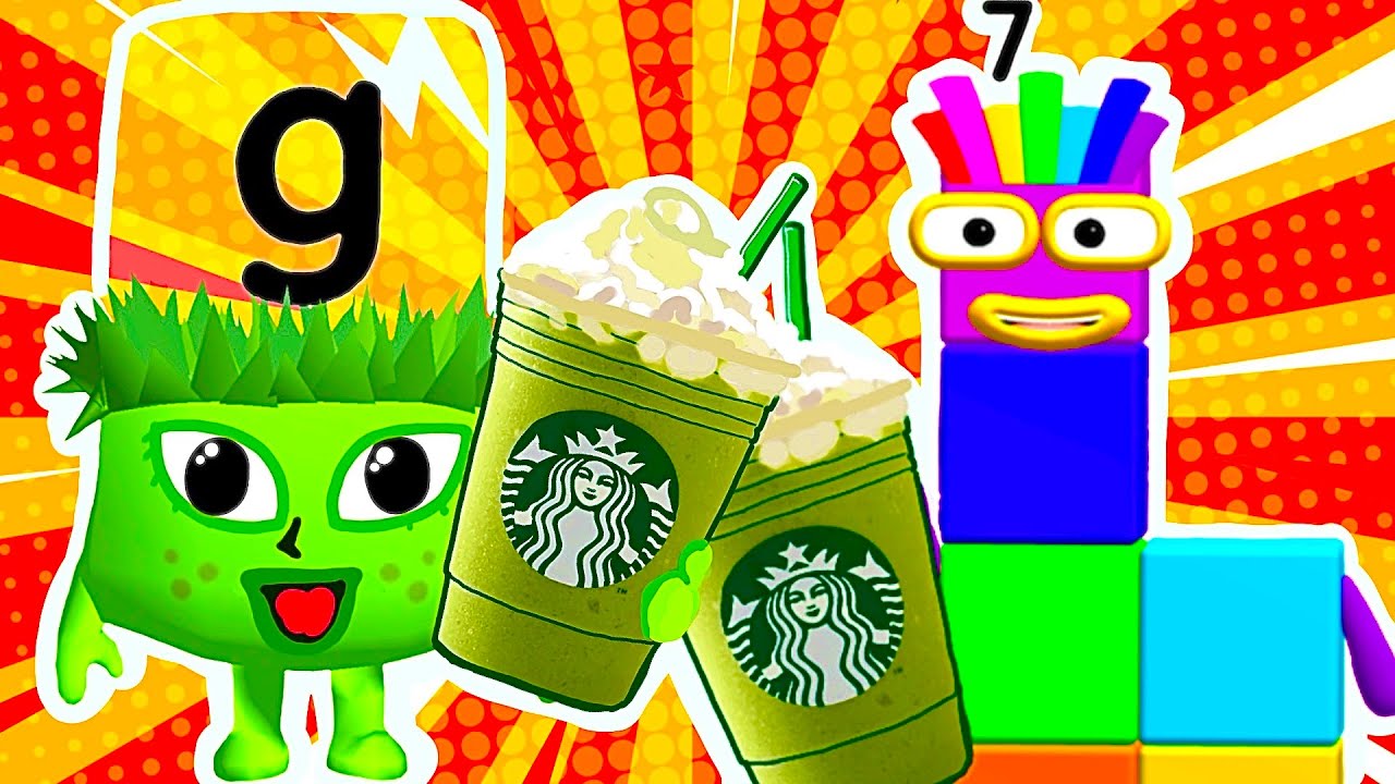 Numberblocks Alphablocks Crossover G & 7 Starbucks Green Matcha Tea ...
