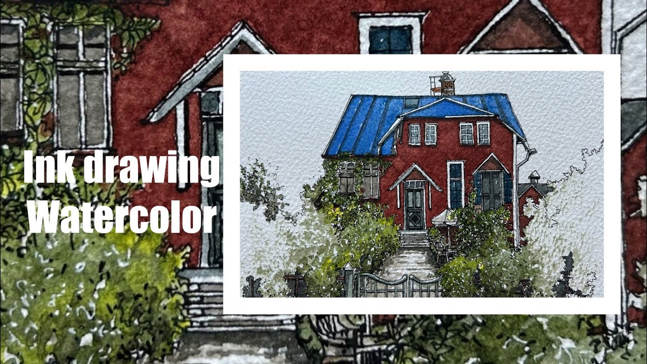 Illustration by fountain pen| easy ink drawing and watercolor painting ...