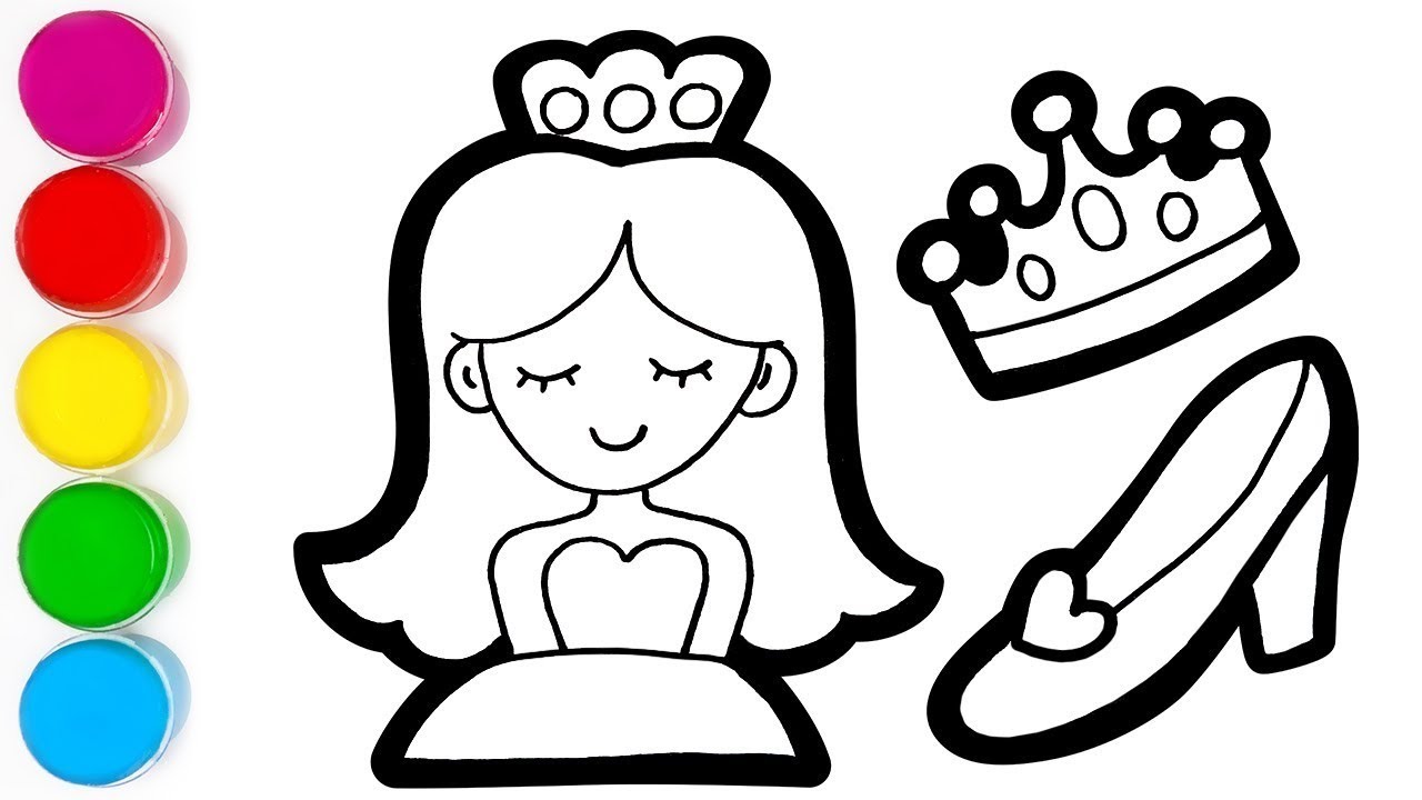 princess 👑 drawing coloring painting for kids and toddlers,how to draw ...