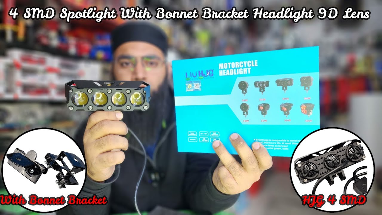 4 SMD Spotlight With Bonnet Bracket Headlight 9D Lens Yellow - White ...