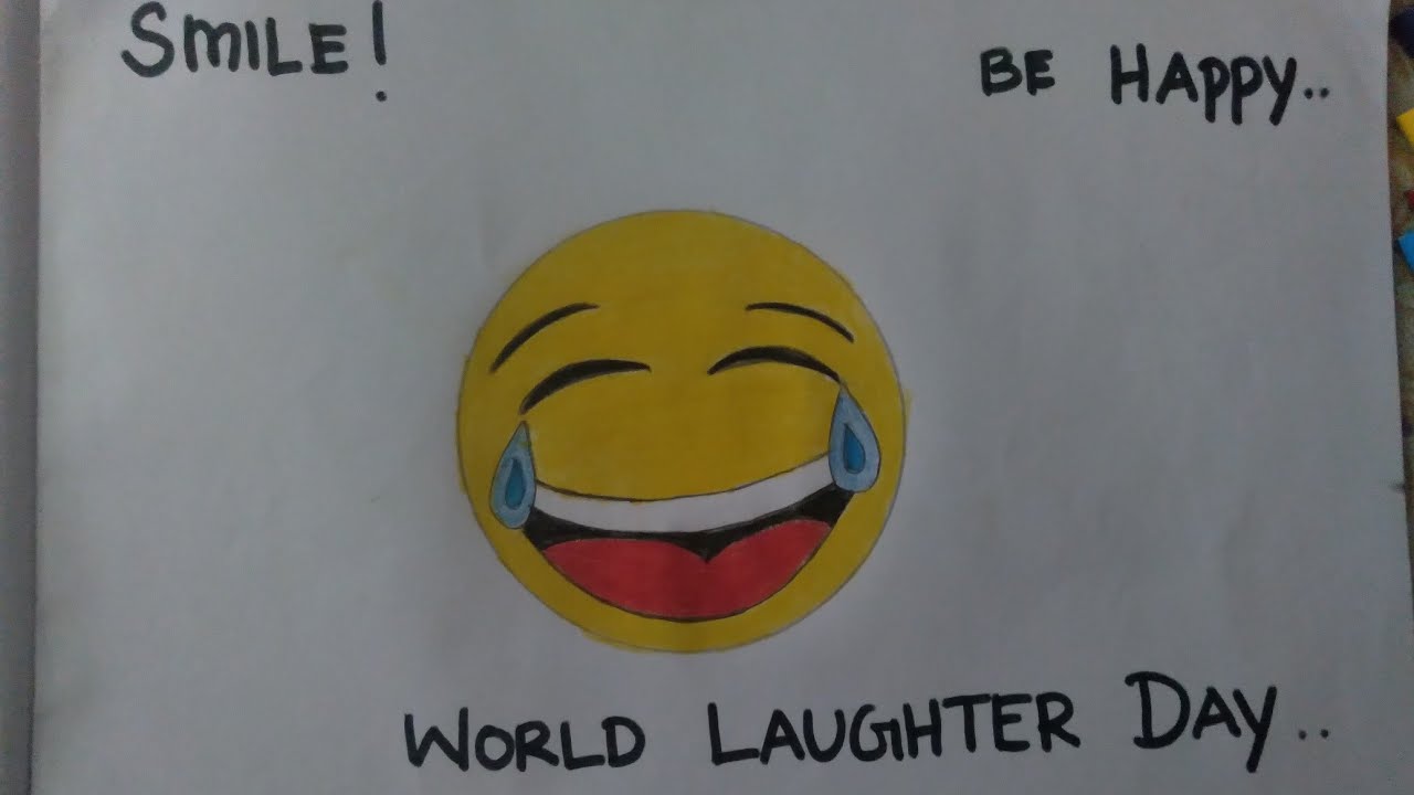 how to draw laughter emoji//#world laughter day#//easy step by step ...