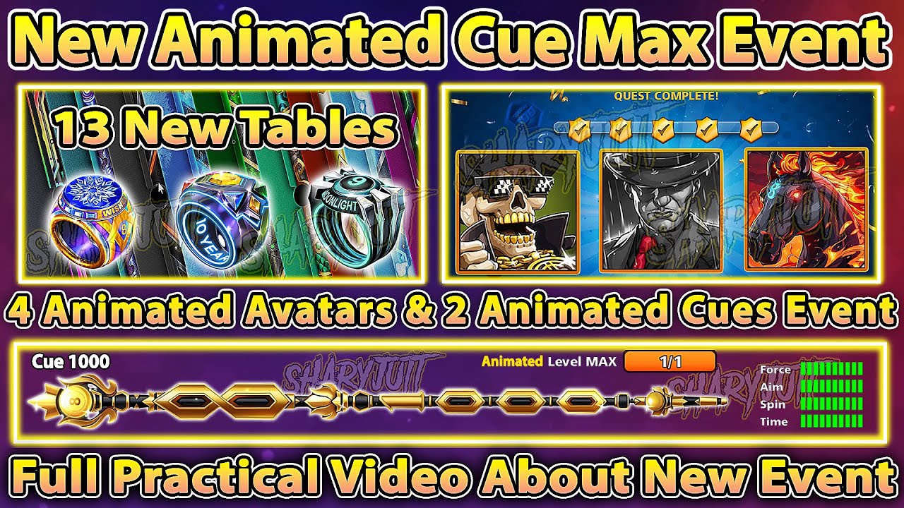 8 Ball Pool - New Animated Cue Max Event - 4 New Animated Avatars - 8 ...