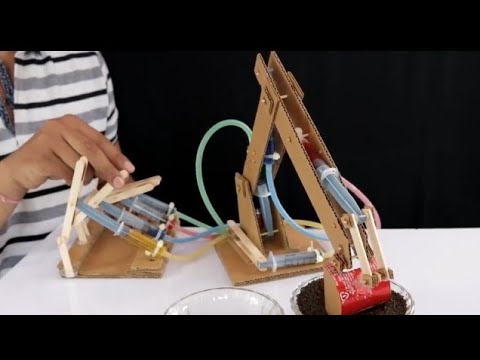 Hydraulic Project| How to make a mini JCB| #Science Project - YouTube